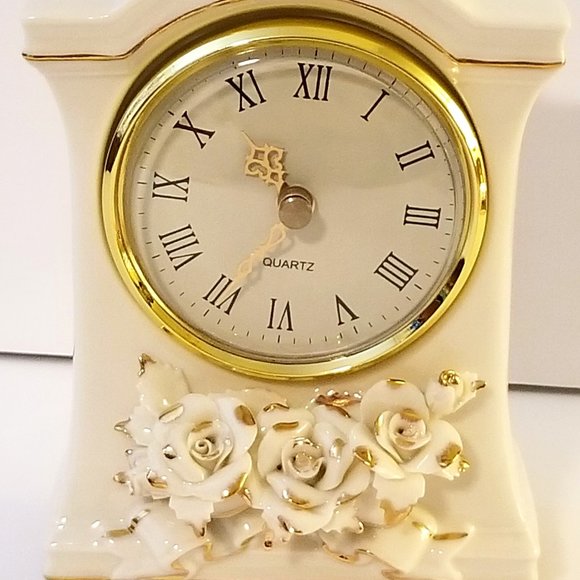 Avon | Accents | Vintage Avon Porcelain China Winter Rose Clock Gold ...